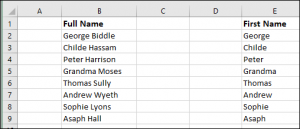Splitting first and last names in Excel using 3 methods